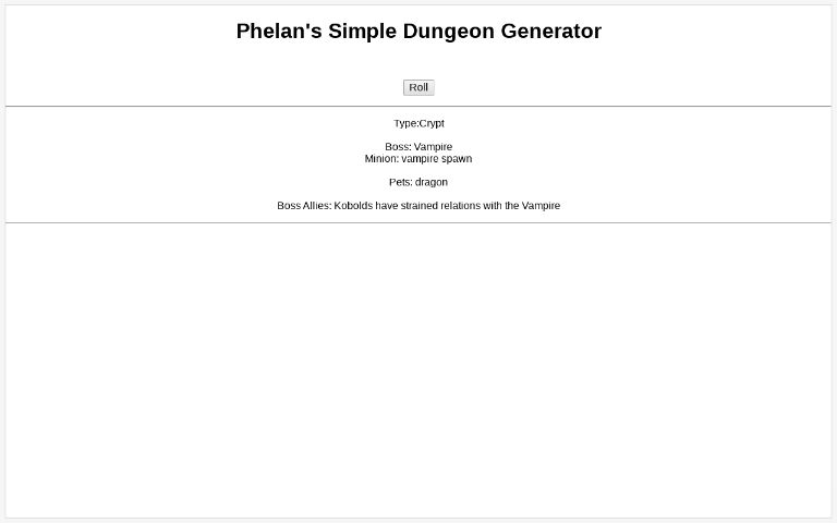 Phelan's Simple Dungeon Generator