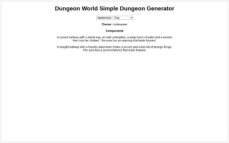 Dungeon World Simple Dungeon Generator