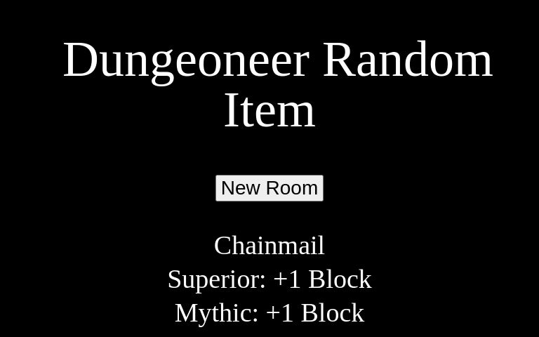 Dungeoneer Random Item ― Perchance Generator