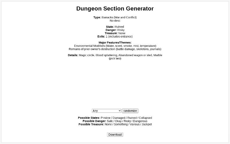 Dungeon Section Generator