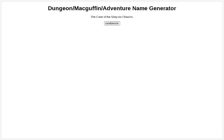 Dungeon/Macguffin/Adventure Name Generator