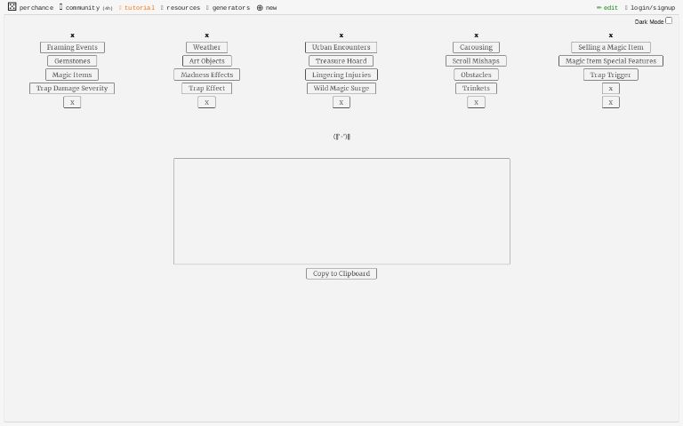 DungeonMaster RandomTables ― Perchance Generator