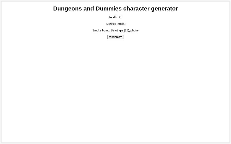 Dungeons and Dummies character generator