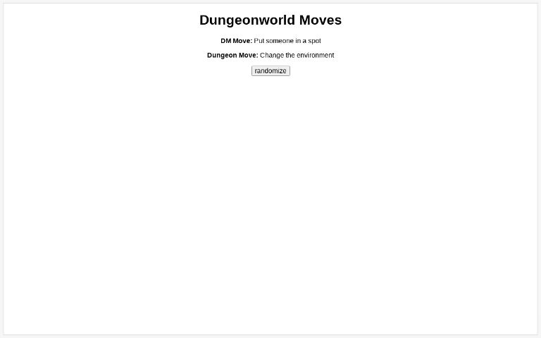 Dungeonworld Moves ― Perchance Generator