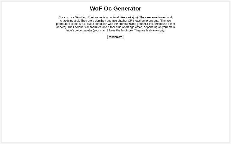 WoF Oc Generator