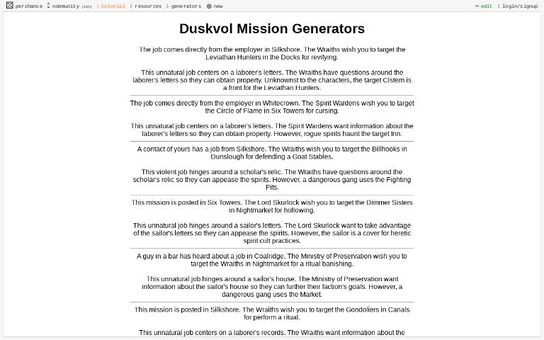 Duskvol Mission Generators