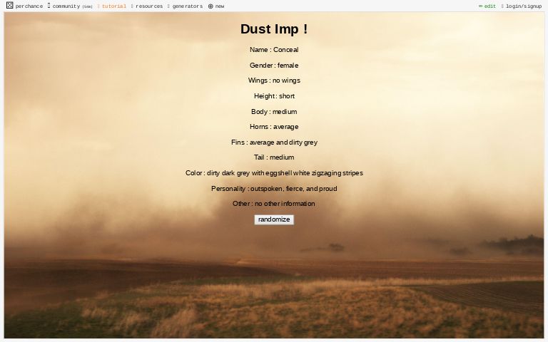 Dust Imp ! ― Perchance Generator