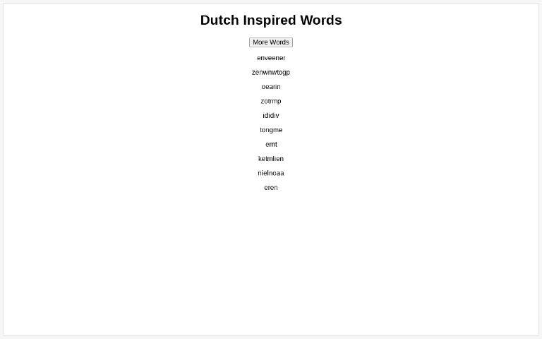 Dutch Inspired Words ― Perchance Generator