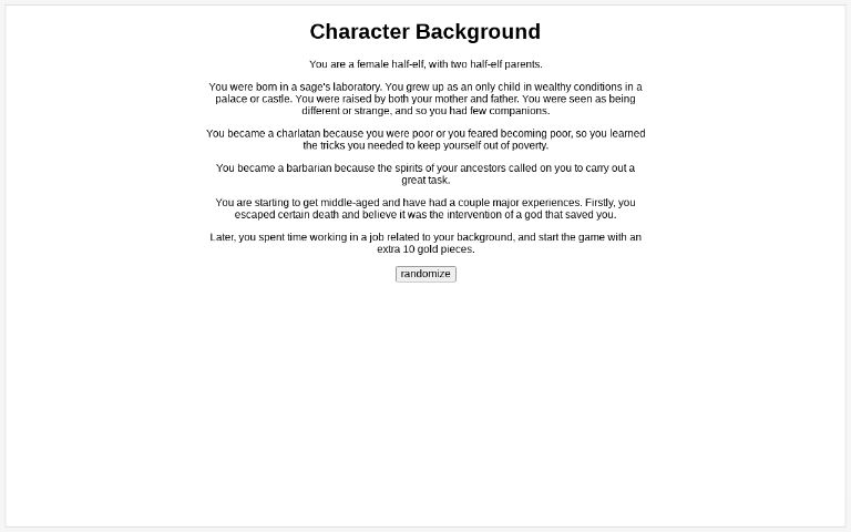 Character Background ― Perchance Generator