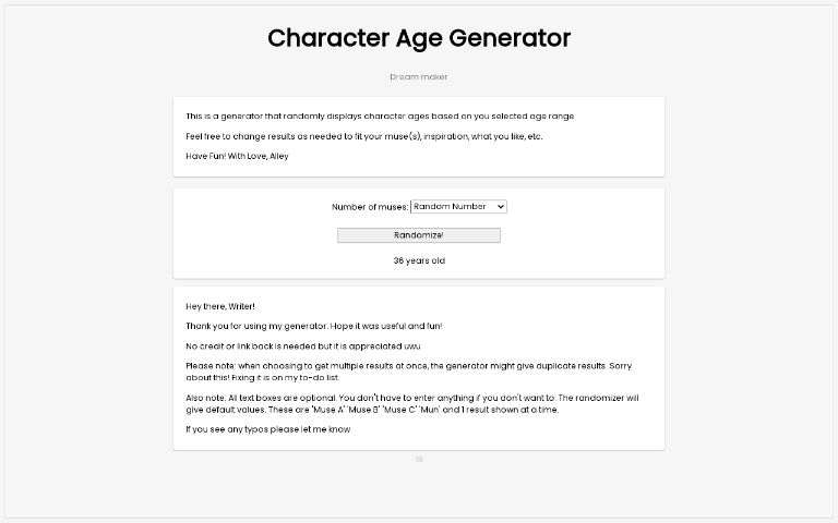 Character Age Generator