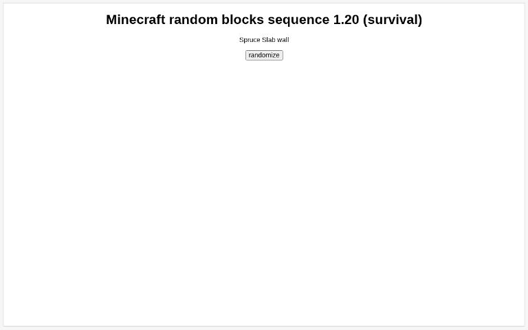 Minecraft random blocks sequence 1.20 (survival) ― Perchance Generator