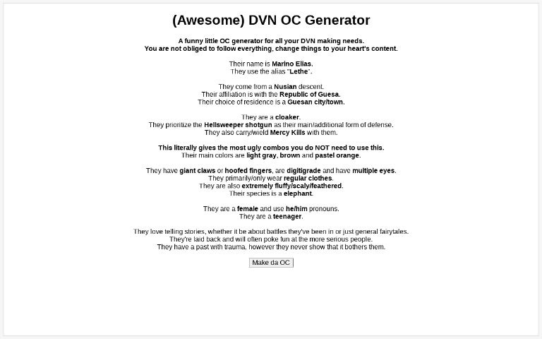 (Awesome) DVN OC Generator
