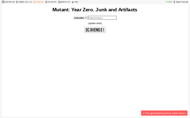 Mutant: Year Zero. Junk and Artifacts ― Perchance Generator