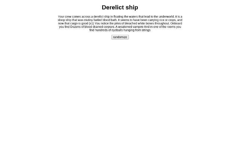 Derelict ship ― Perchance Generator