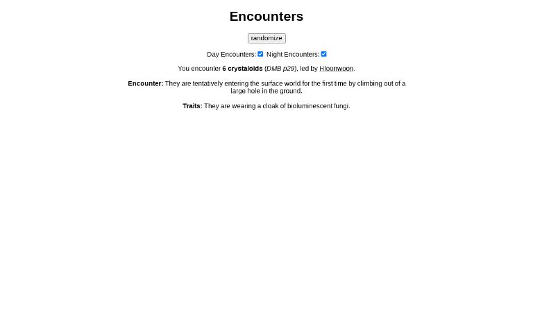 Encounters ― Perchance Generator