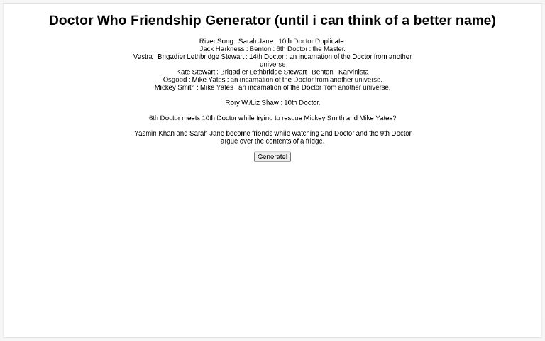 Doctor Who Friendship Generator (until i can think of a better name)