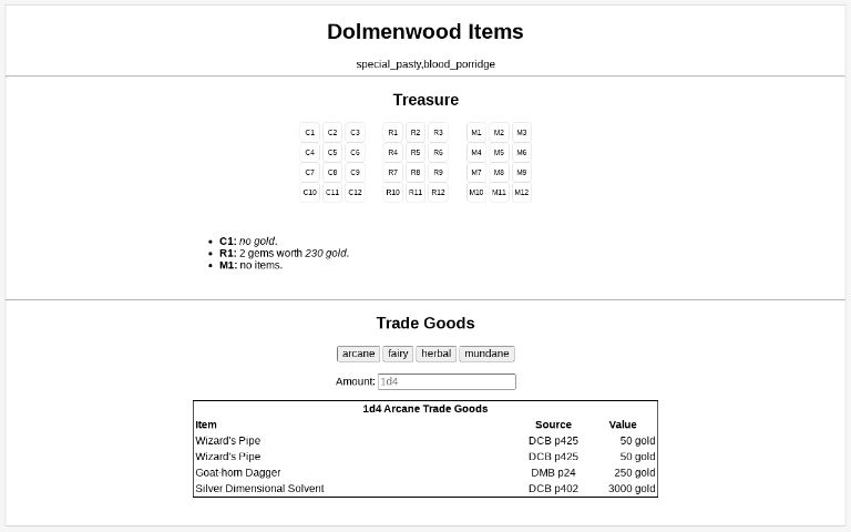 Dolmenwood Items ― Perchance Generator