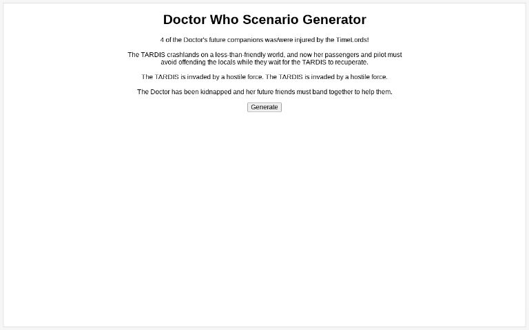 Doctor Who Scenario Generator