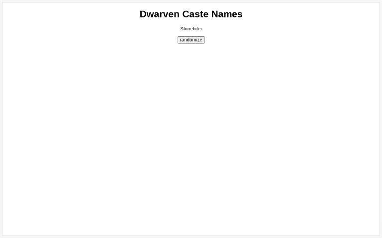 Dwarven Caste Names ― Perchance Generator