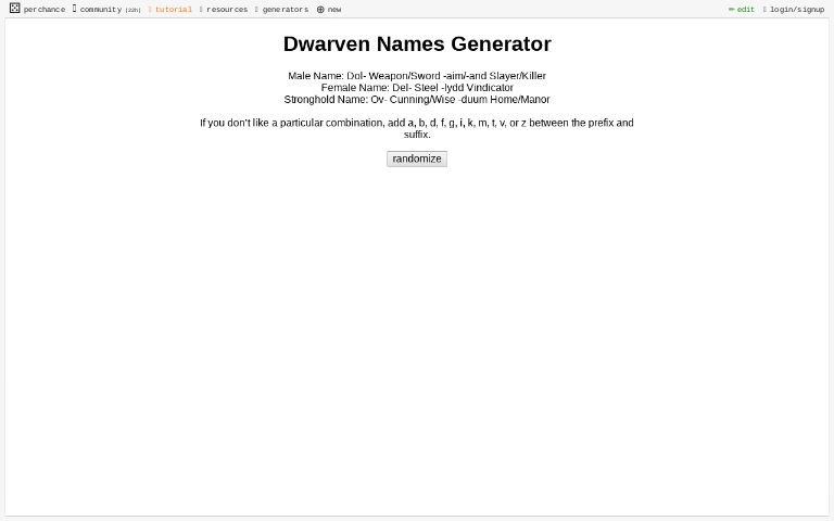 Dwarven Names Generator
