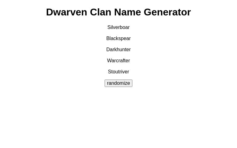 Dwarven Clan Name Generator