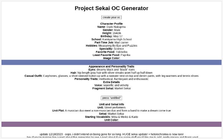 Project Sekai OC Generator