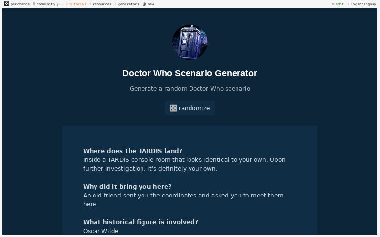 Doctor Who Scenario Generator