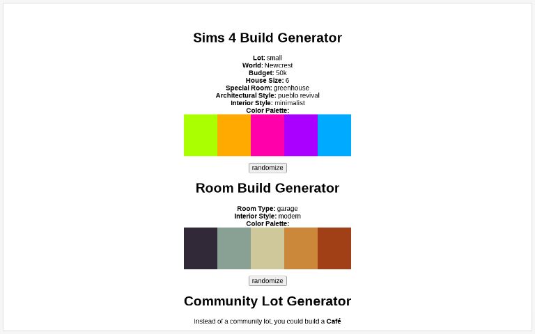 Sims 4 Build Generator