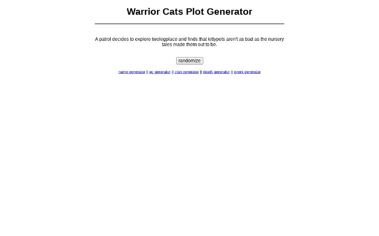 Warrior Cats Plot Generator