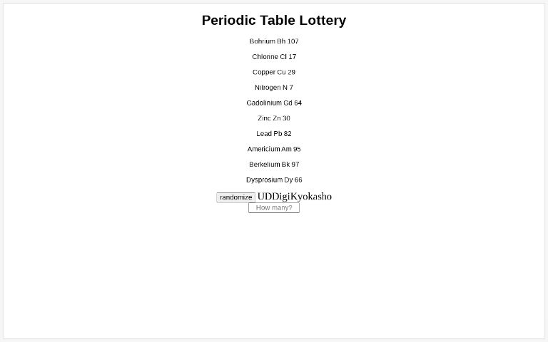 Periodic Table Lottery ― Perchance Generator