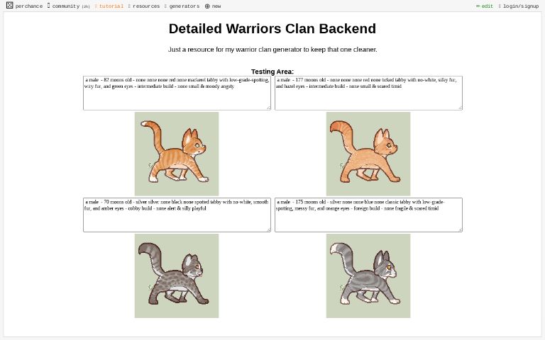 Detailed Warriors Clan Backend ― Perchance Generator