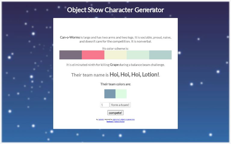 Object Show Character Generator