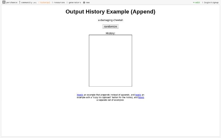 Output History Example (Append) ― Perchance Generator