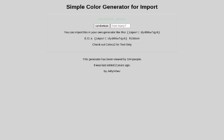 Simple Color Generator for Import (871 named colors)