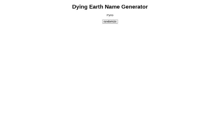 Dying Earth Name Generator
