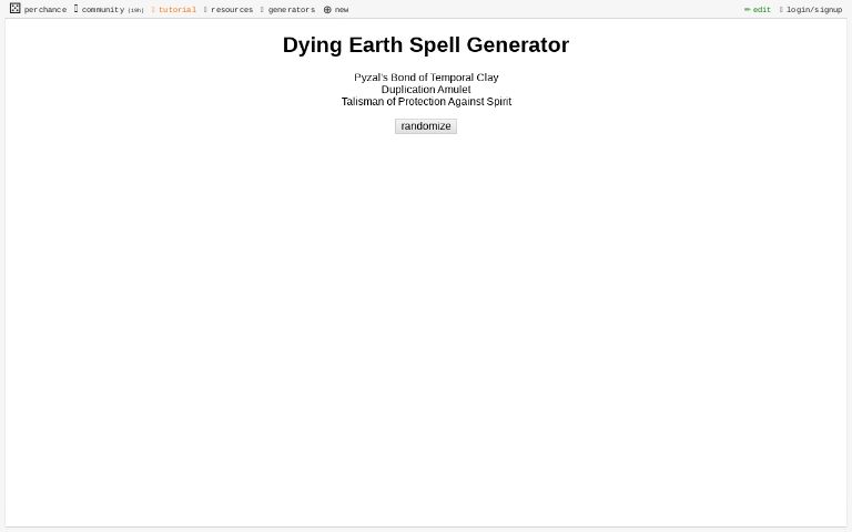 Dying Earth Spell Generator