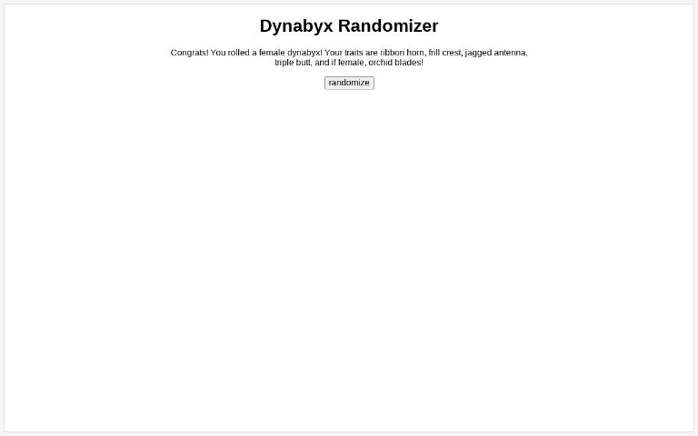 Dynabyx Randomizer ― Perchance Generator