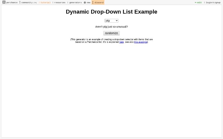 Dynamic Drop-Down List Example ― Perchance Generator