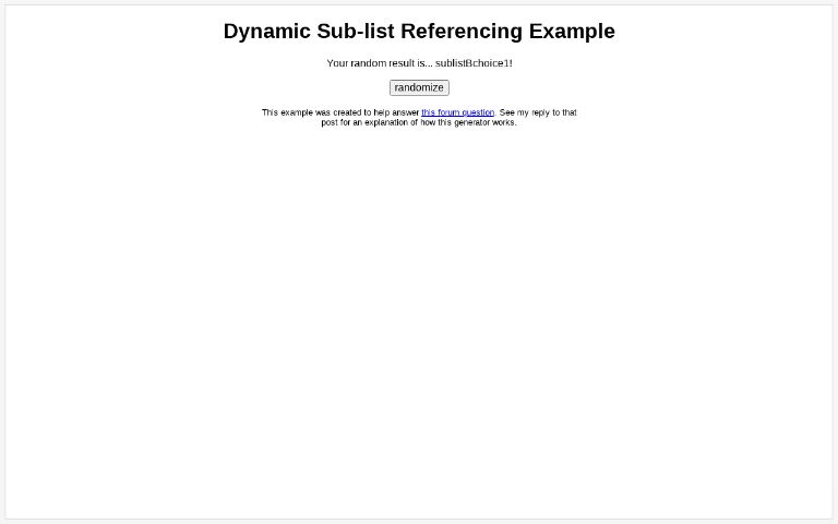 Dynamic Sub-list Referencing Example ― Perchance Generator