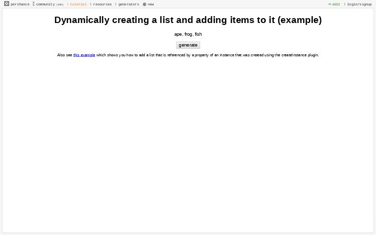 Dynamically creating a list and adding items to it (example) ― Perchance Generator