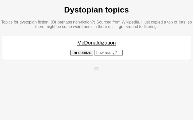 Dystopian topics ― Perchance Generator