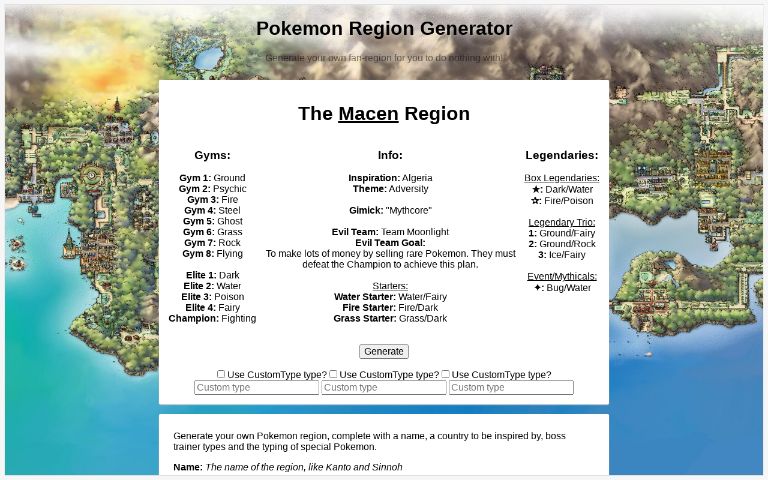 Pokemon Region Generator