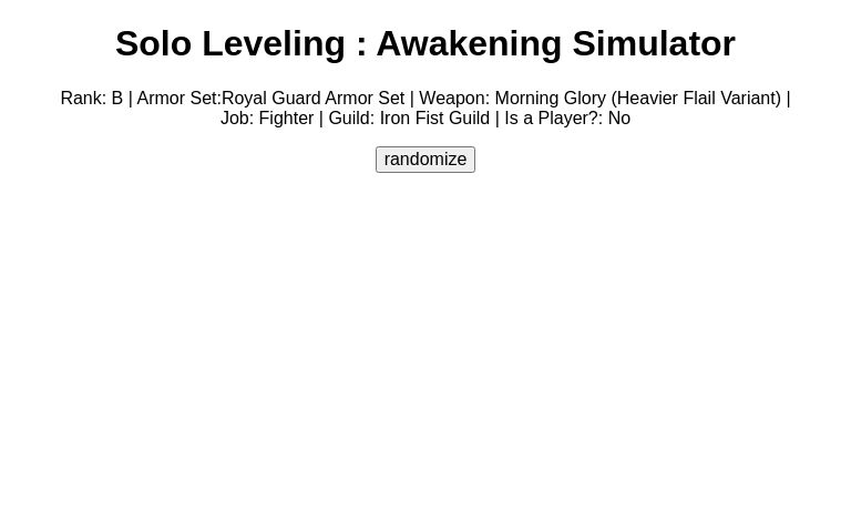 Solo Leveling : Awakening Simulator ― Perchance Generator