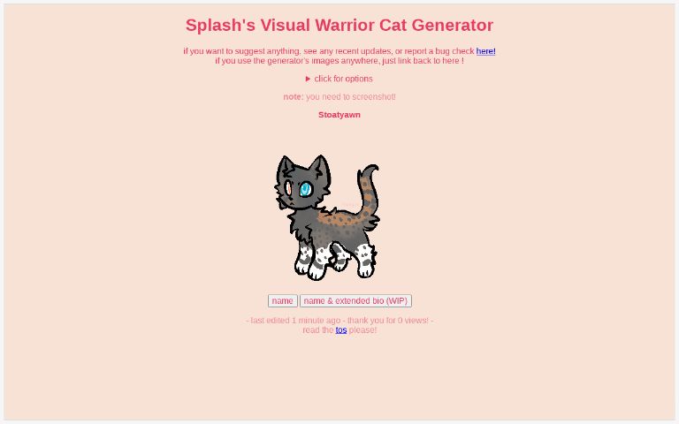 Splash's Visual Warrior Cat Generator