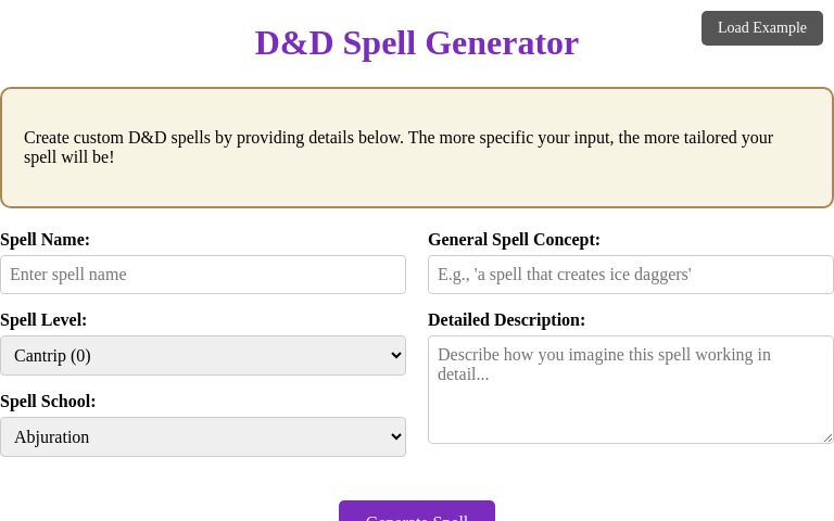 D&D Spell Generator
