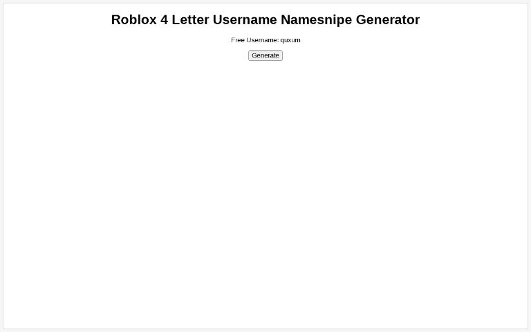 Roblox 4 Letter Username Namesnipe Generator