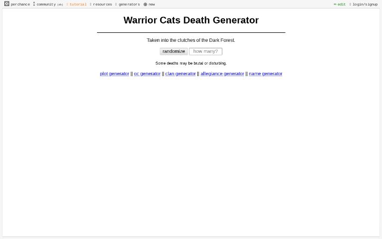 Warrior Cats Death Generator