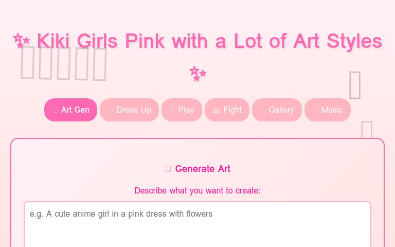 Kiki Girls Pink with a Lot of Art Styles ― Perchance Generator