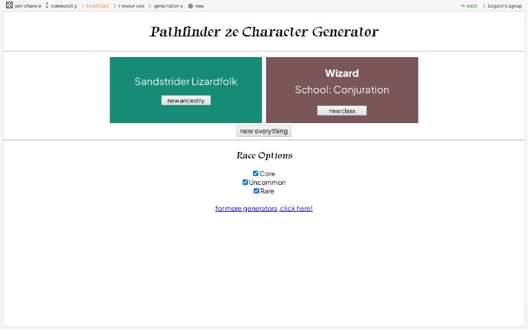 Pathfinder 2e Character Generator