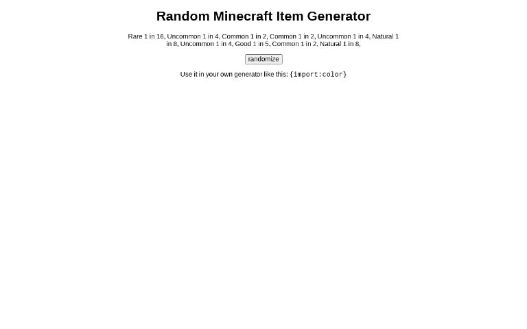 Random Minecraft Item Generator